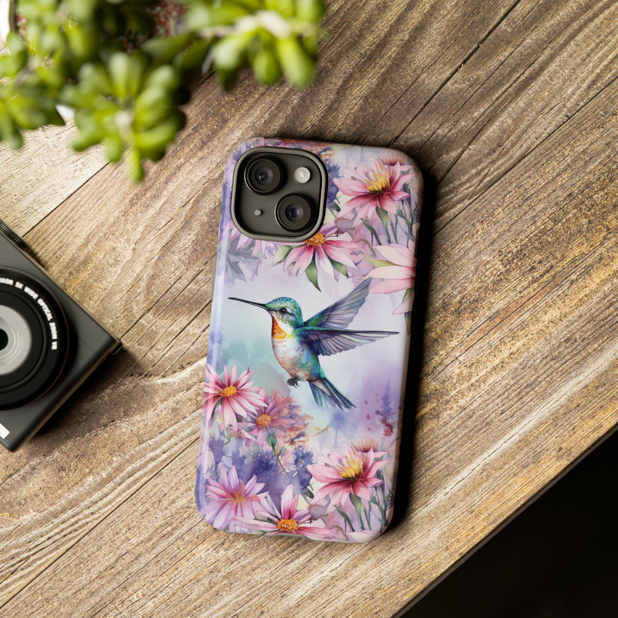 Watercolor Hummingbird Phone Case, Cottagecore Tough Phone Case, Bird ...