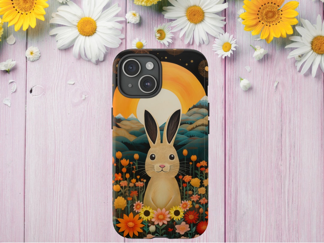 Cute Bunny Floral Tough Phone Case , Bunny Rabbit Gifts, Cottagecore ...