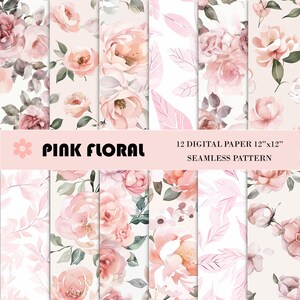 Pink Collection, Pink Flowers ,watercolor Flower Collection ,digital ...