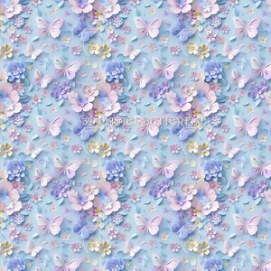 Digital Paper Pack: 3D Pastel Butterfly Seamless Patterns - Instant ...