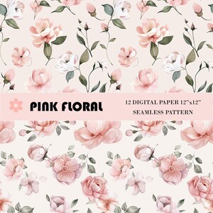 Pink Collection, Pink Flowers ,watercolor Flower Collection ,digital ...