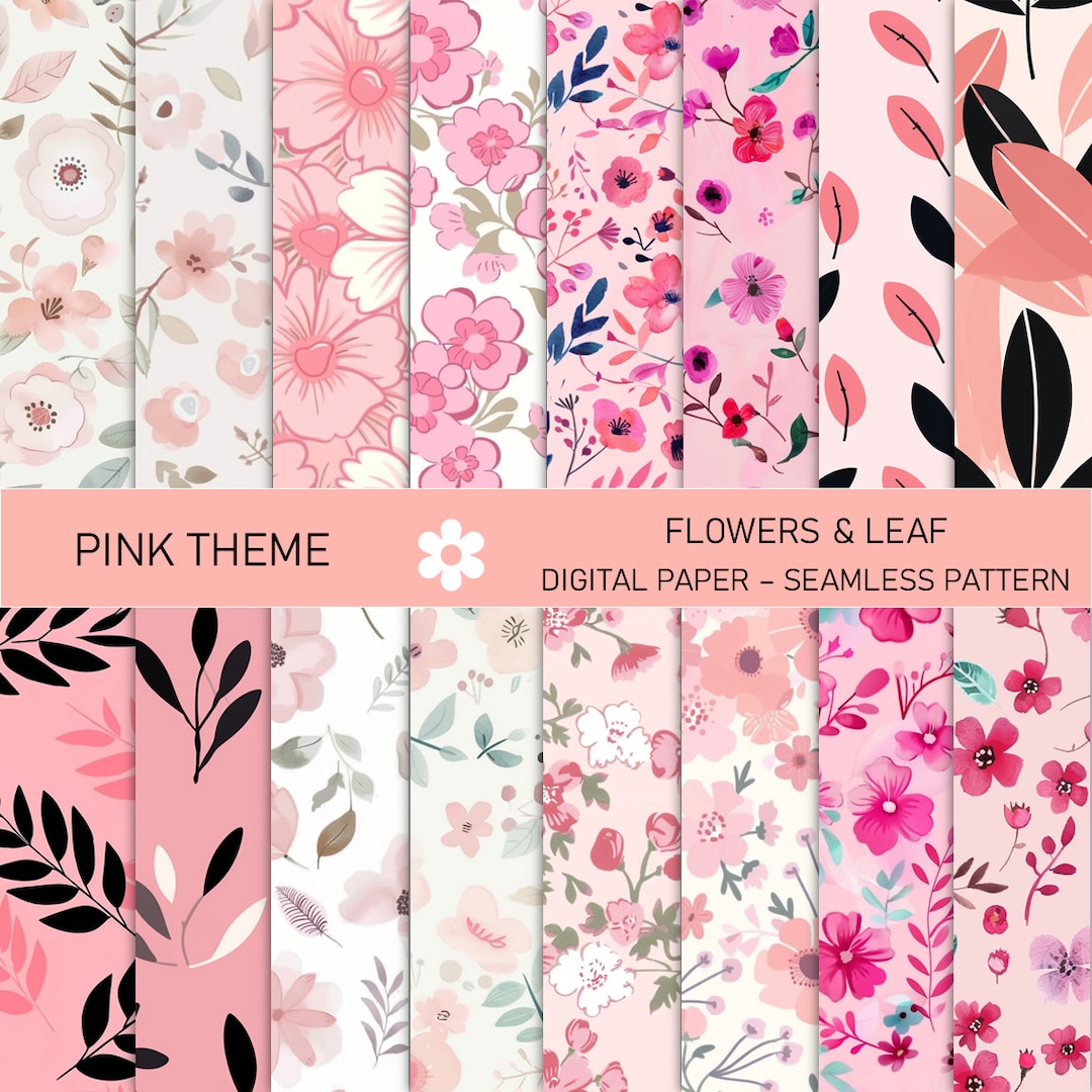 Pink Floral Seamless Pattern: Scrapbook Paper (digital Download) - Etsy