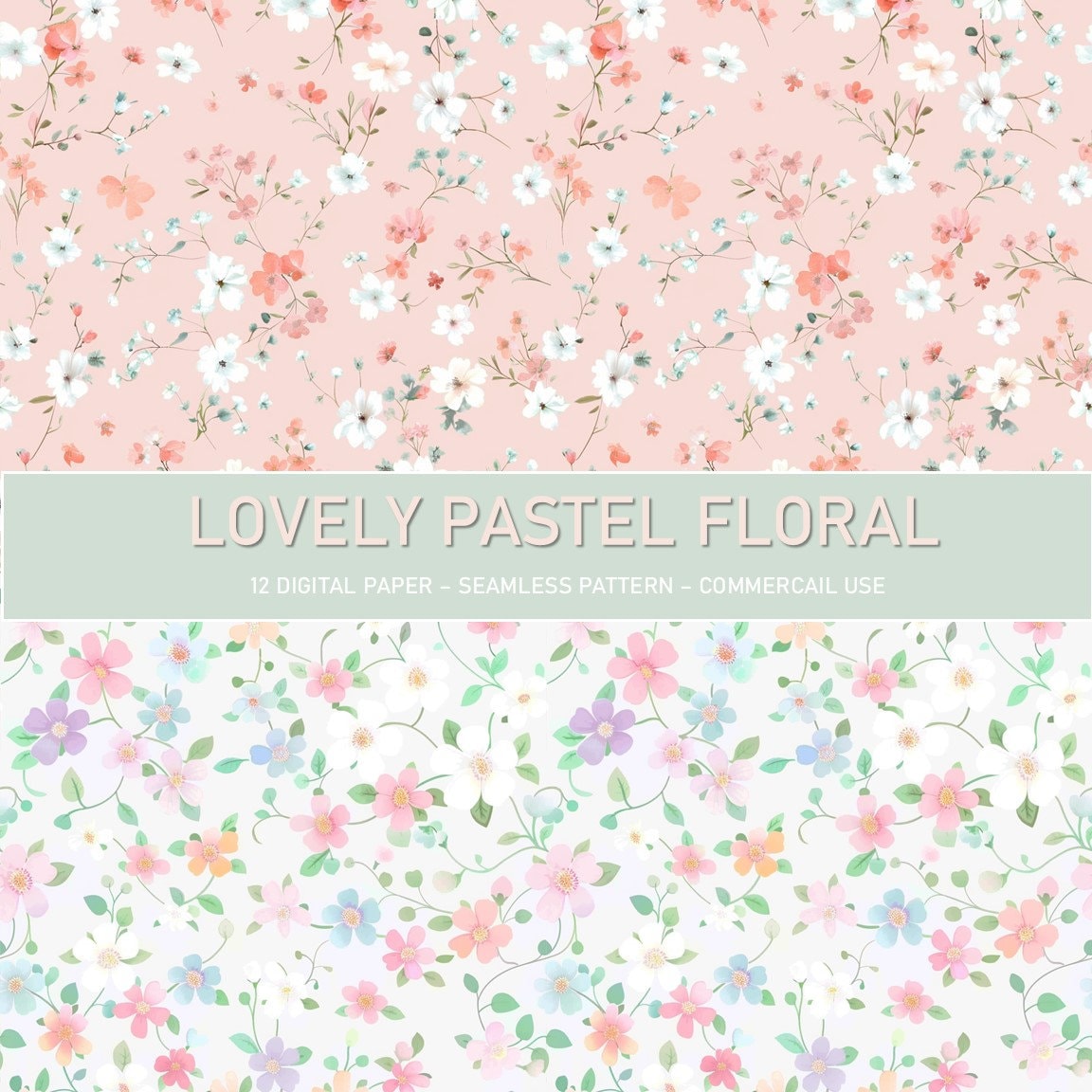 Pastel Floral Digital Paper Pack: Seamless Spring Flower Patterns ...