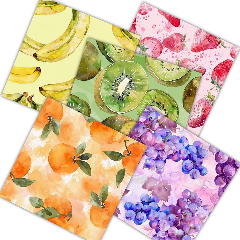 FRUIT Digital Paper Pack 12 Jpg Digital Paper, Seamless Pattern ...