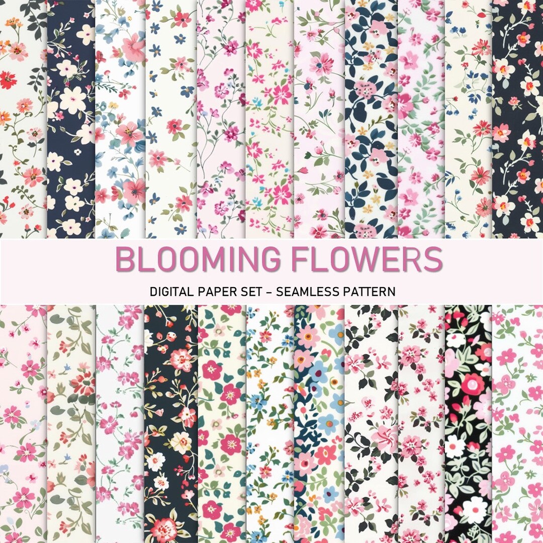Blooming Flowers - Digital Paper , Seamless Floral Pattern, Printable ...