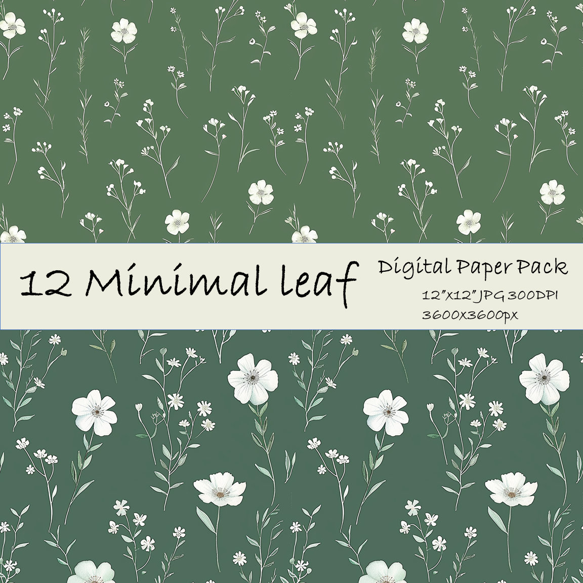 MINIMAL LEAF Digital Paper Digital Paper Pack 12 Jpegs/12png Instant ...