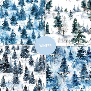 3 Seasons Forest Digital Paper - Watercolor Seamless Patterns - Sprint ...