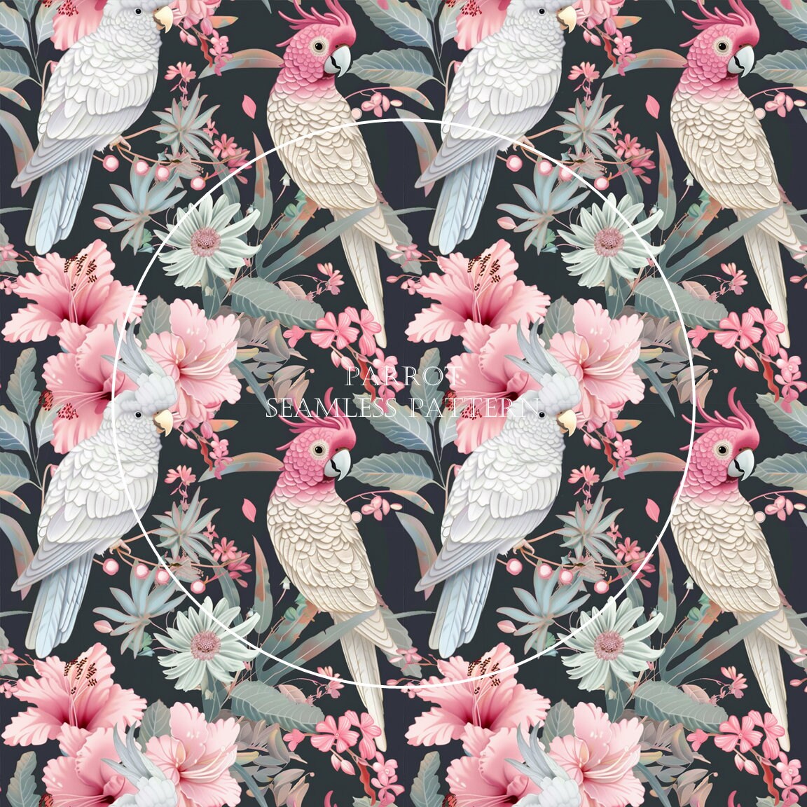 Tropical Parrot Seamless Digital Paper 12x12 300DPI Watercolor Patterns ...