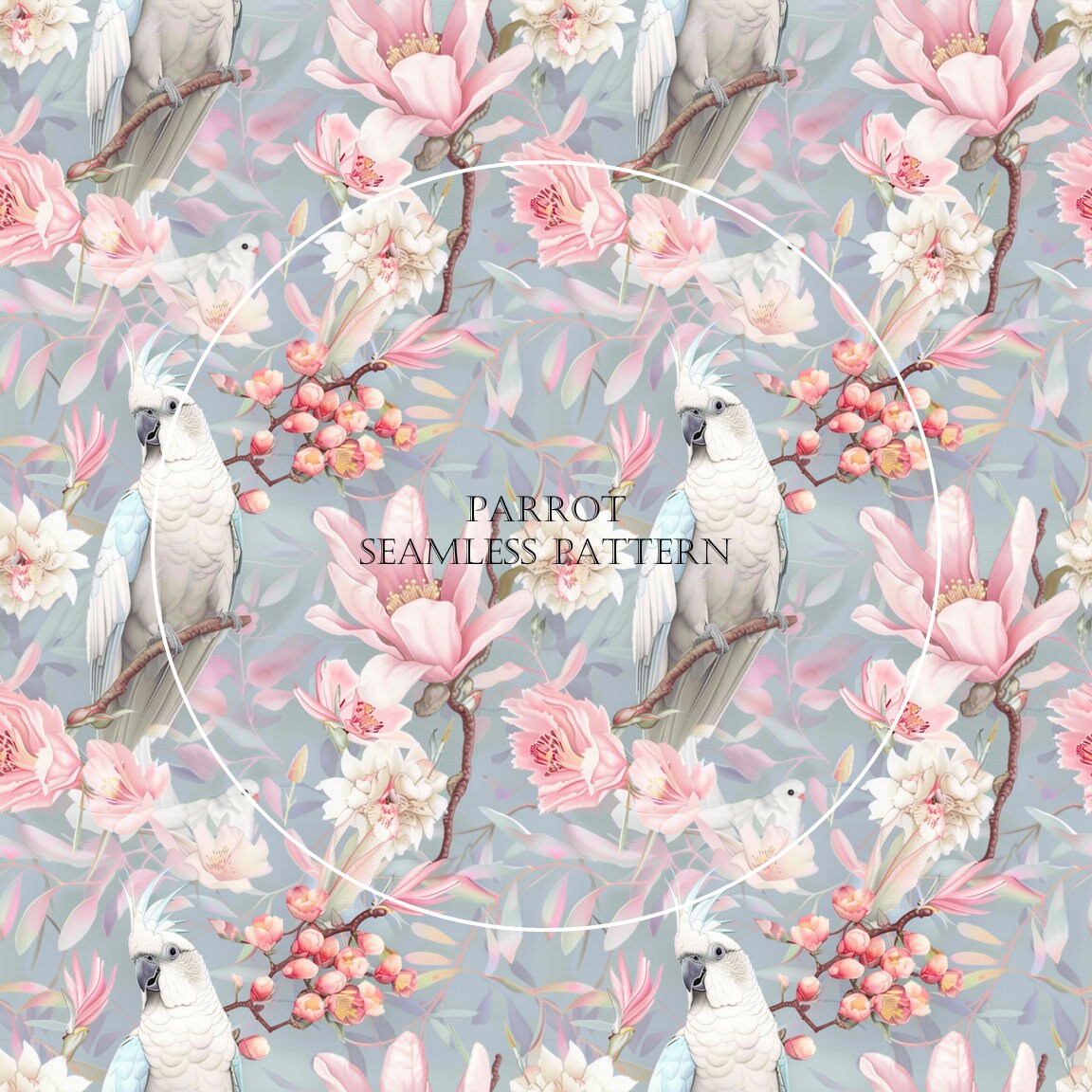 Tropical Parrot Seamless Digital Paper 12x12 300DPI Watercolor Patterns ...