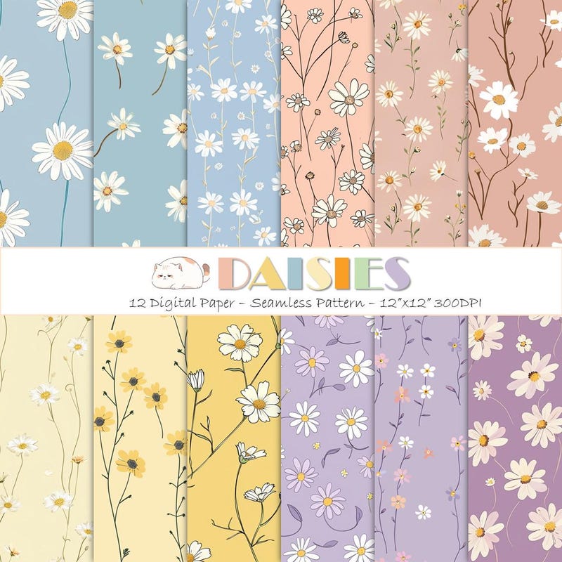 Daisy Seamless Background - Etsy UK