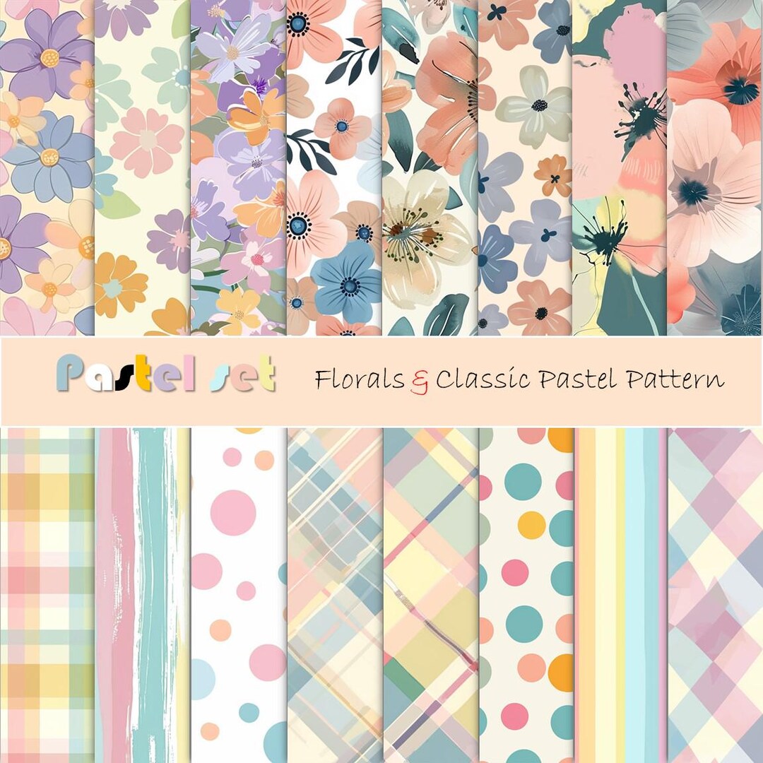 Pastel Floral Digital Paper Set: Seamless Patterns (commercial Use) - Etsy