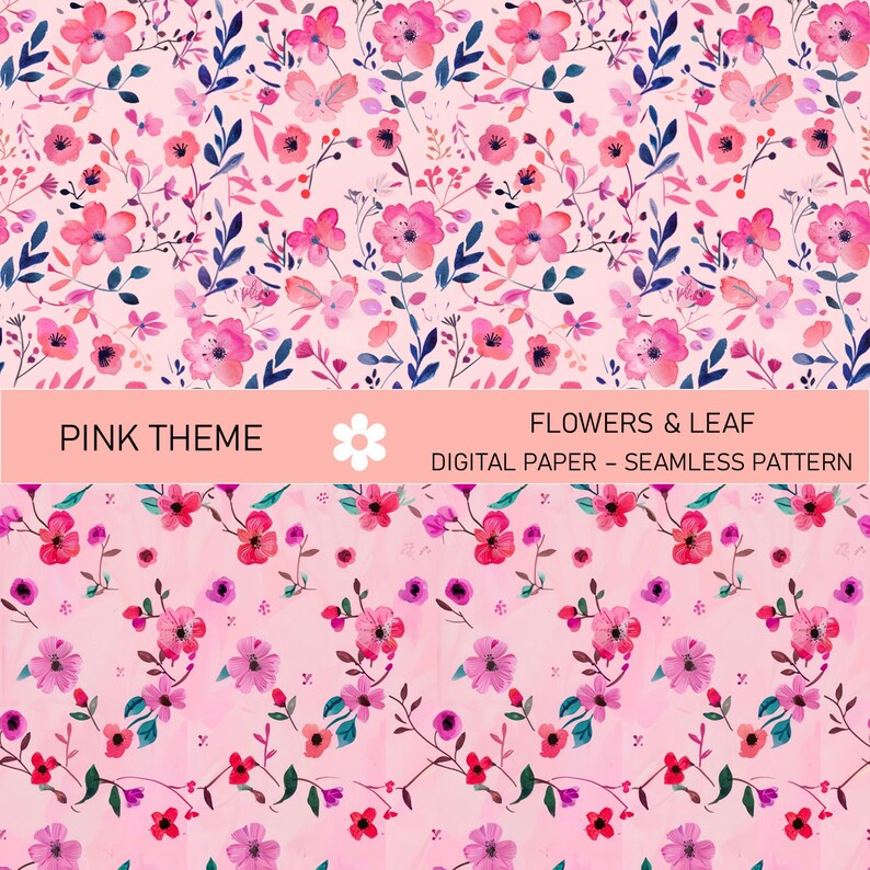 Pink Floral Seamless Pattern: Scrapbook Paper (digital Download) - Etsy
