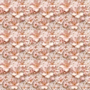 3D Floral Digital Paper Pack: Soft Tone Seamless Patterns (12x12 Inch ...