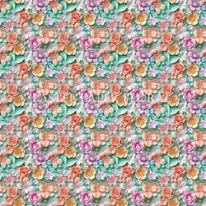 Digital Paper Pack: 3D Pastel Floral Seamless Patterns - Instant ...