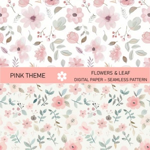 Pink Floral Seamless Pattern: Scrapbook Paper (digital Download) - Etsy