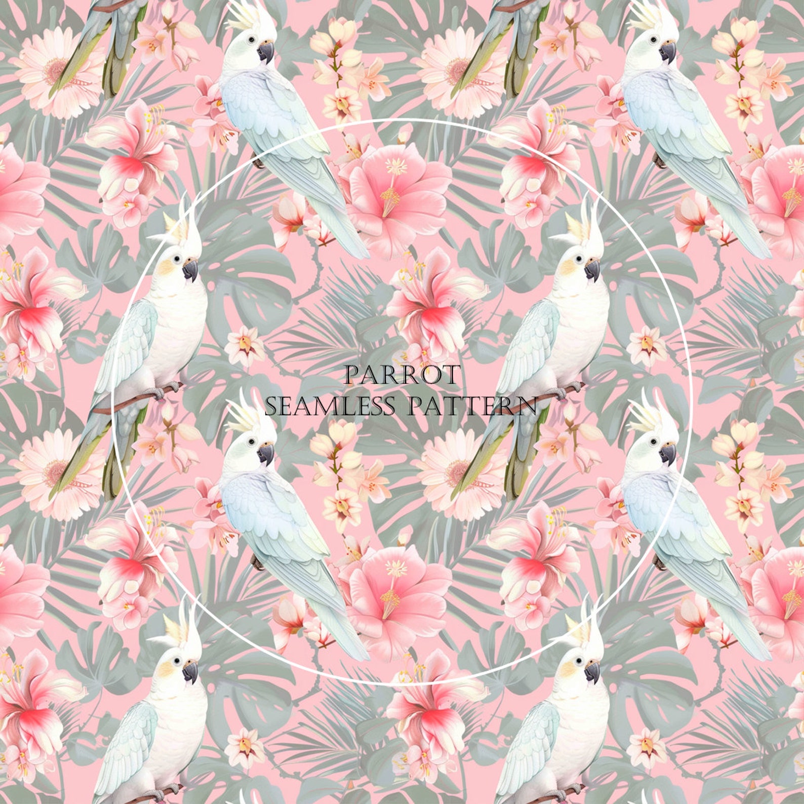 Tropical Parrot Seamless Digital Paper 12x12 300DPI Watercolor Patterns ...