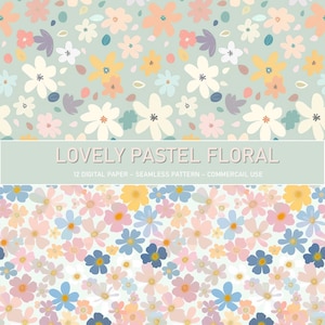 Pastel Floral Digital Paper Pack: Seamless Spring Flower Patterns ...