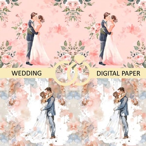 Watercolor Floral Wedding Clipart & Digital Paper Set (commercial Use ...