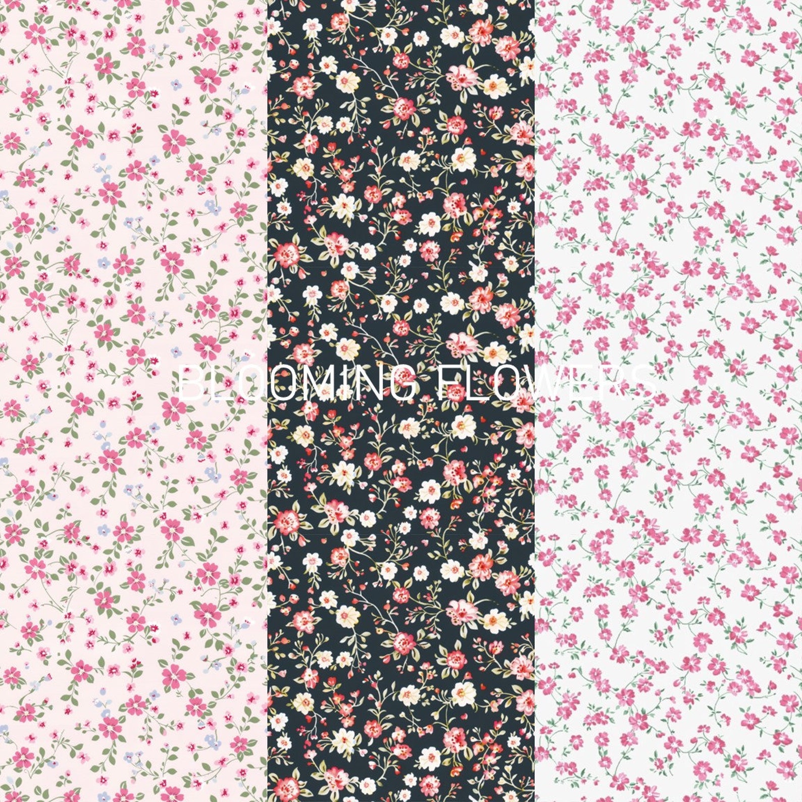 Blooming Flowers - Digital Paper , Seamless Floral Pattern, Printable ...