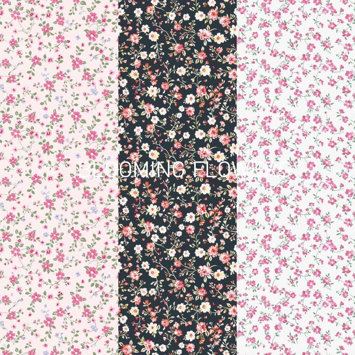 Blooming Flowers - Digital Paper , Seamless Floral Pattern, Printable ...