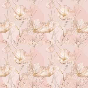 Pink Gold Flower Digital Paper: Seamless Floral Patterns (12x12in) - Etsy