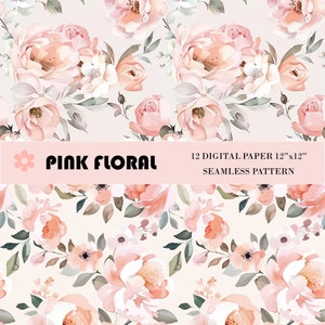 Pink Collection, Pink Flowers ,watercolor Flower Collection ,digital ...