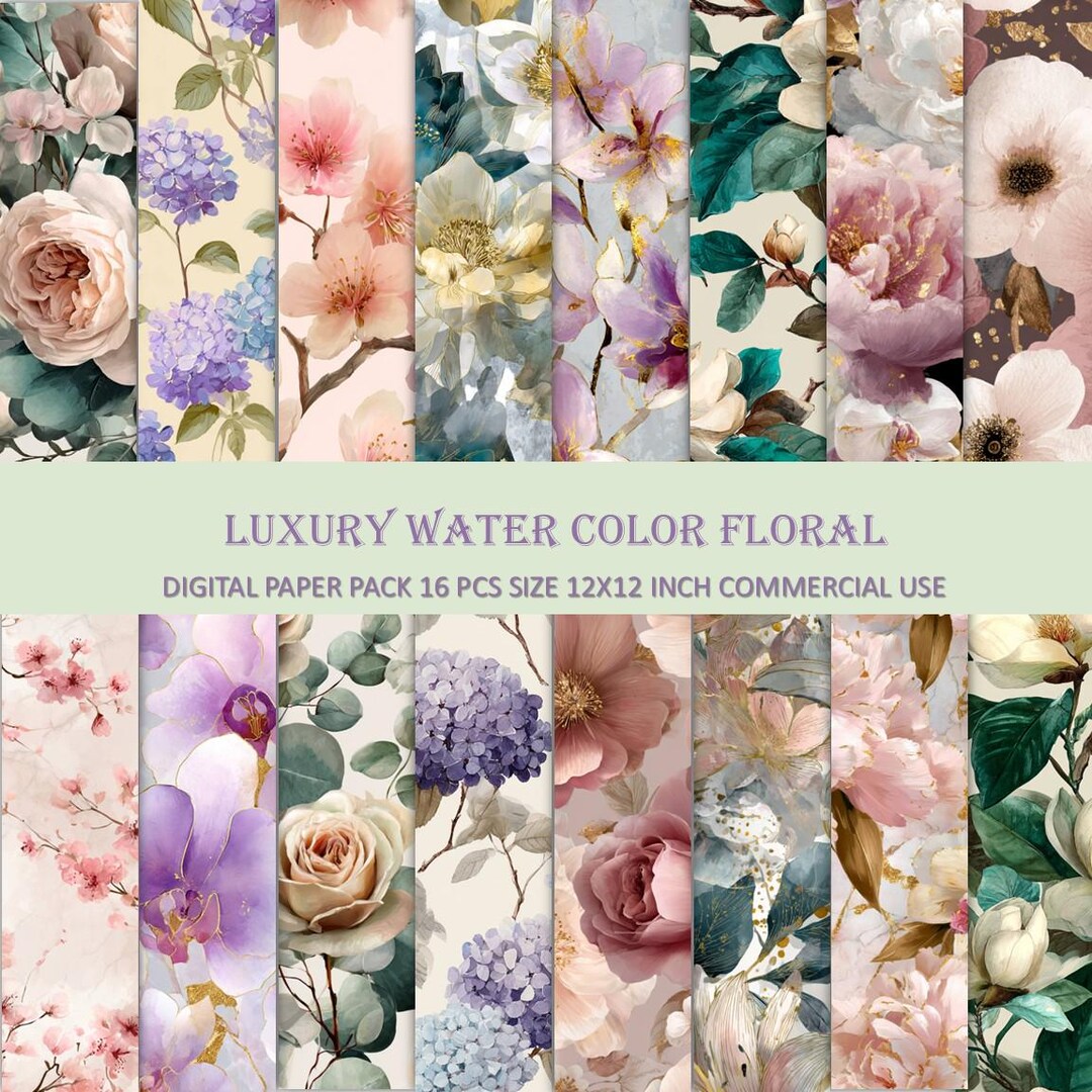 Watercolor Floral Digital Paper: Seamless Botanical Pattern (instant ...