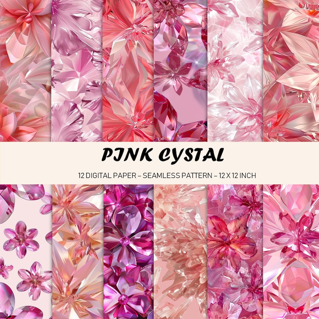 PINK CRYSTAL Digital Paper Pack - Seamless Patterns - 12 Jpegs - Pink ...