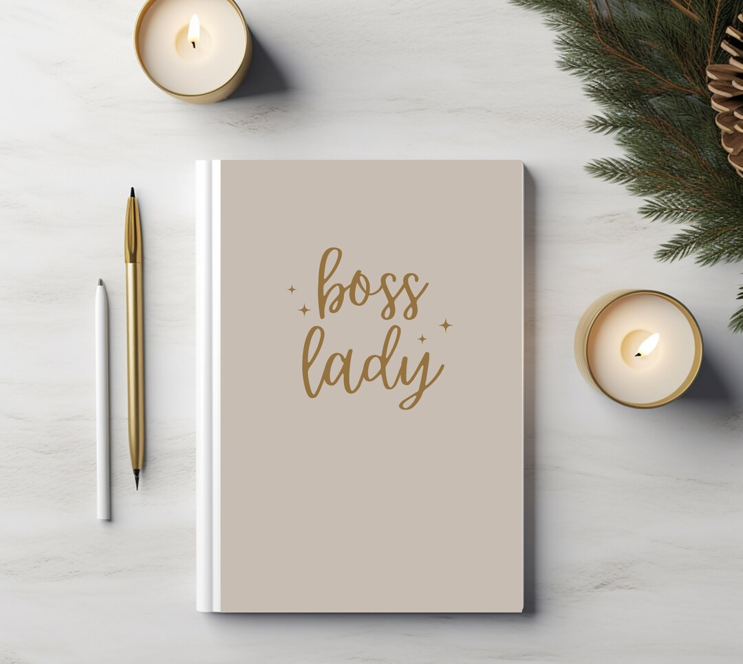 Boss Lady Hardcover Journal, Beige and Gold, Simple Bound Notebook ...