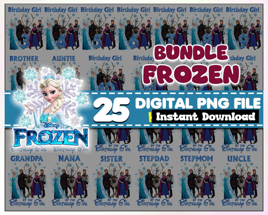 New Frozen PNG, Frozen Birthday Png, Elsa Anna Birthday Name Age Png ...