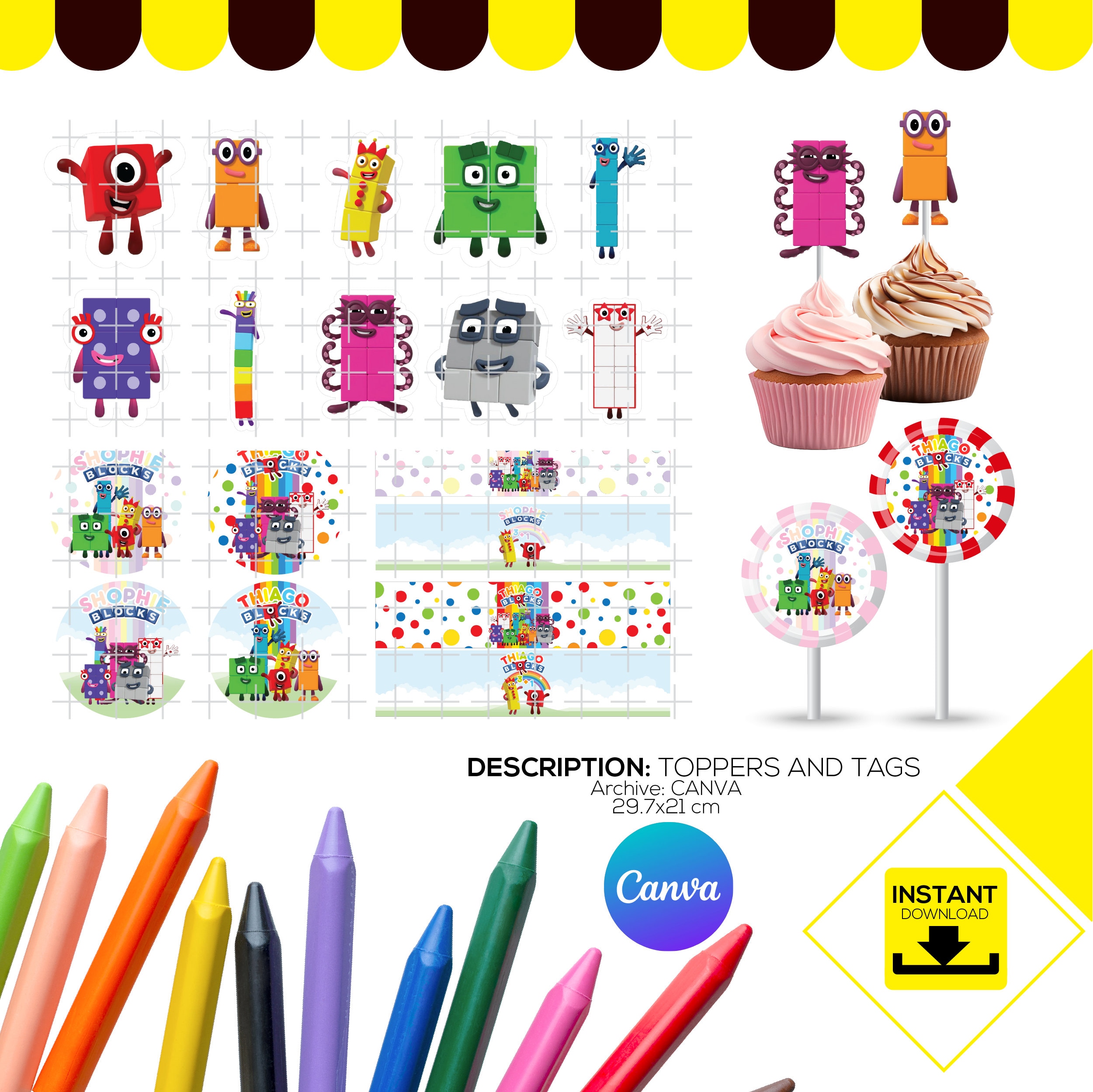 Numberblocks Pack Invitation Coloring Tag Activity Placemat Milkbox ...