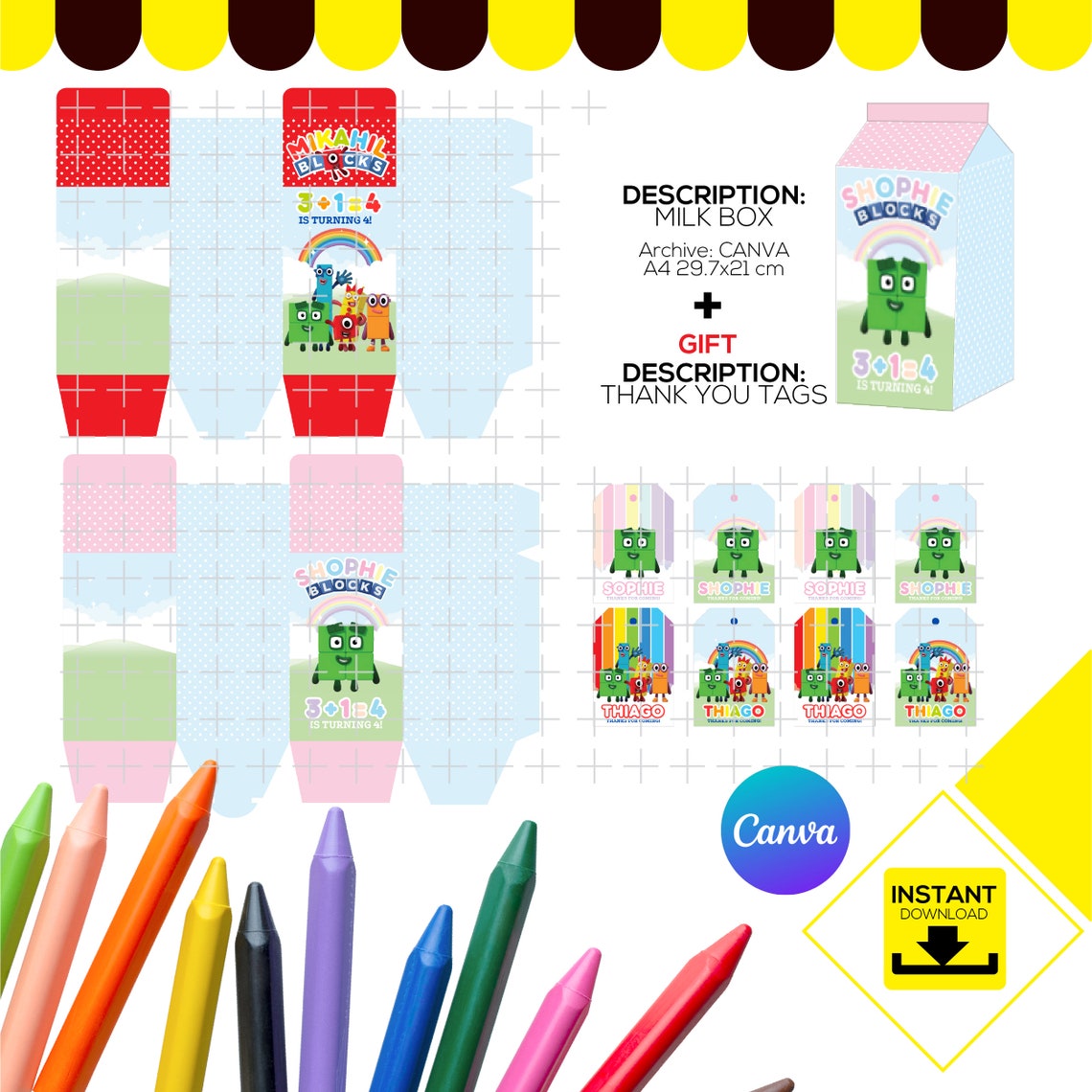 Numberblocks Pack Invitation Coloring Tag Activity Placemat Milkbox ...