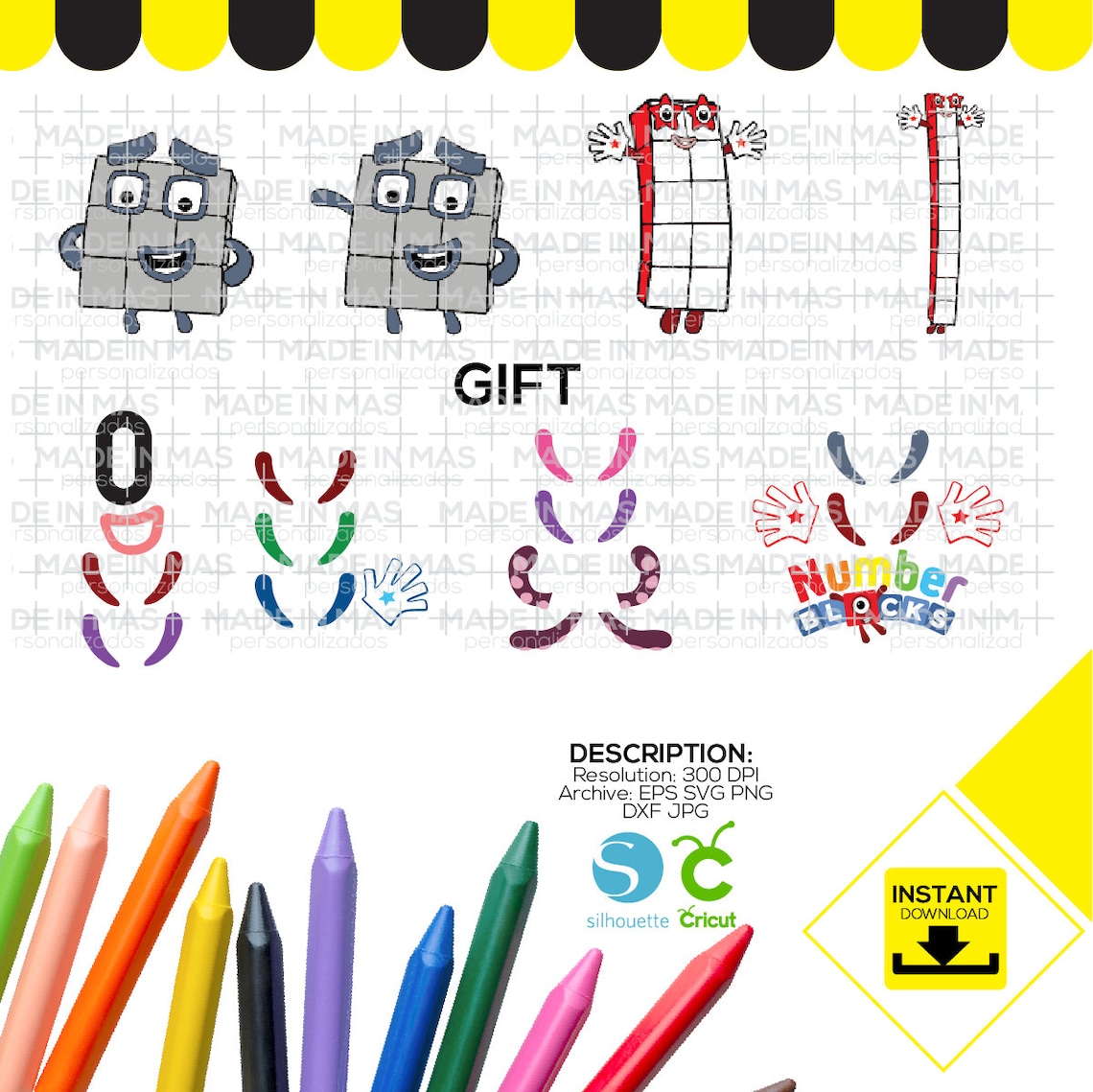 Number Blocks, Digital Pack, Eps Svg Png Dxf Jpg, Number Blocks Clipart ...