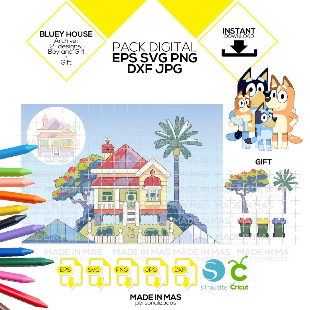 Bluey House , Casa Bluey , Bluey Digital Dowloand Background Eps Svg ...