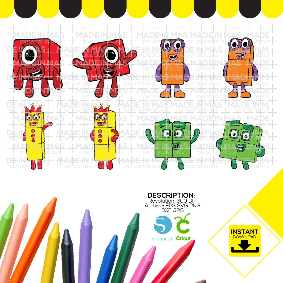 Number Blocks, Digital Pack, Eps Svg Png Dxf Jpg, Number Blocks Clipart ...