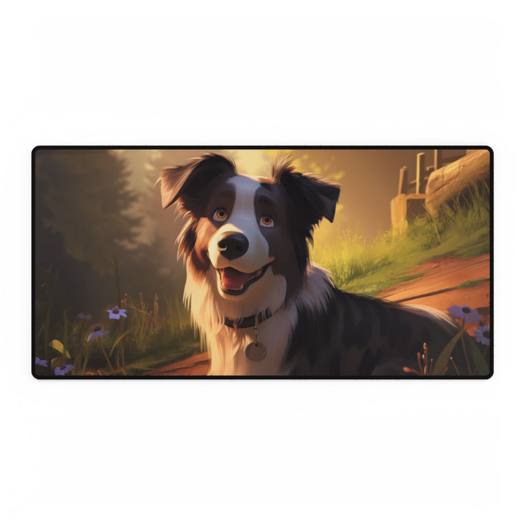 Pixar-style Border Collie Mousepad Adorable Canine Desk Mat, Cute ...