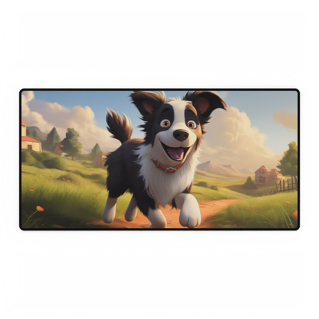 Pixar-style Border Collie Mousepad Adorable Canine Desk Mat, Cute ...
