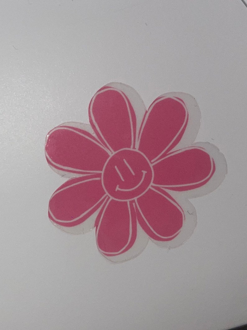 Smiley Face Flower Sticker (waterproof) - Etsy