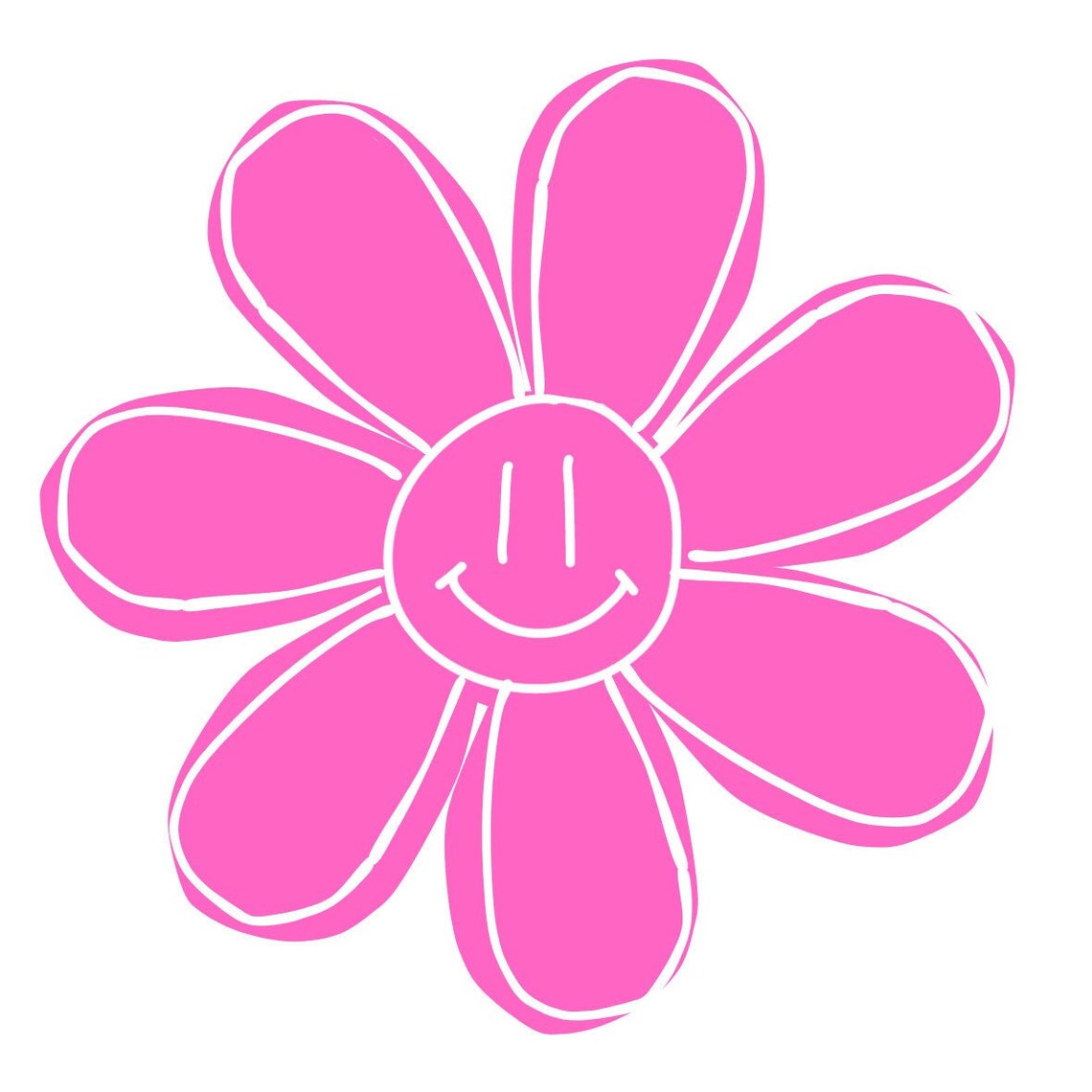 Smiley Face Flower Sticker (waterproof) - Etsy