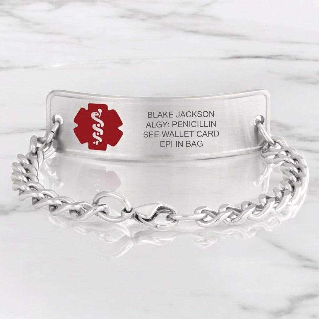 Personalized Medical Alert Bracelet: Engraved Stainless Steel Medical ...