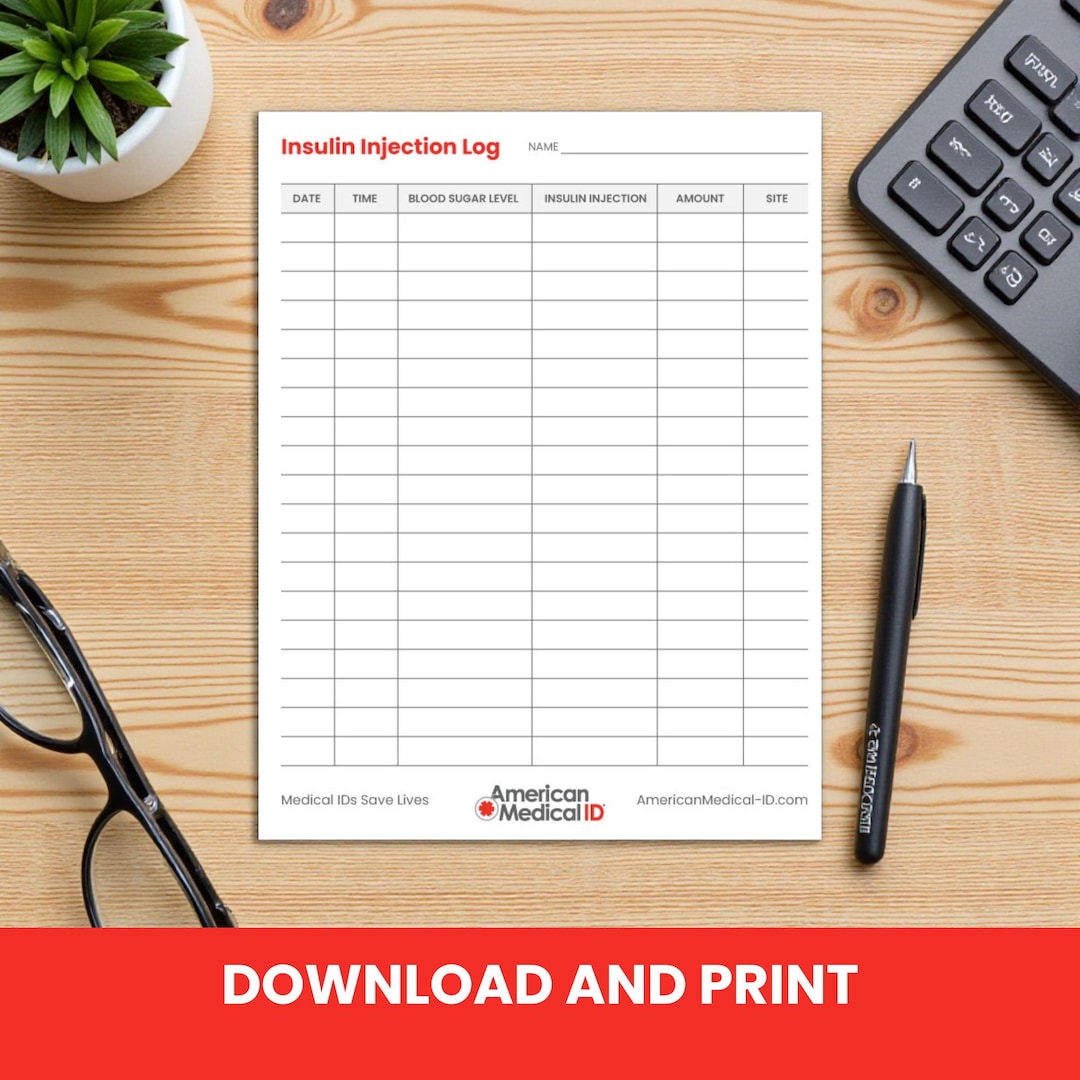 Blood Sugar & Insulin Injection Log | Diabetes Medication Tracker ...
