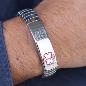 Custom Medical Alert Bracelet: Stainless Steel Expansion Band ...