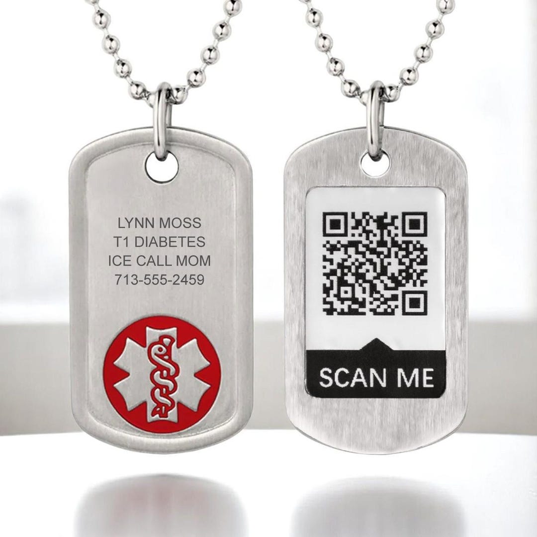 Custom QR Medical ID Dog Tag - Engraving & Online Health Profile With ...