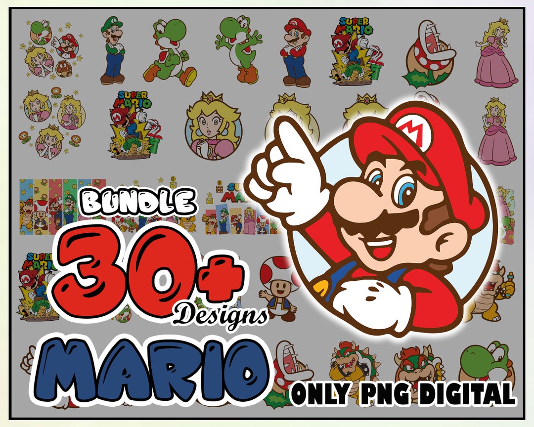New Super Mario Bundle Super Mario PNG and Font, Super Mario, Super ...