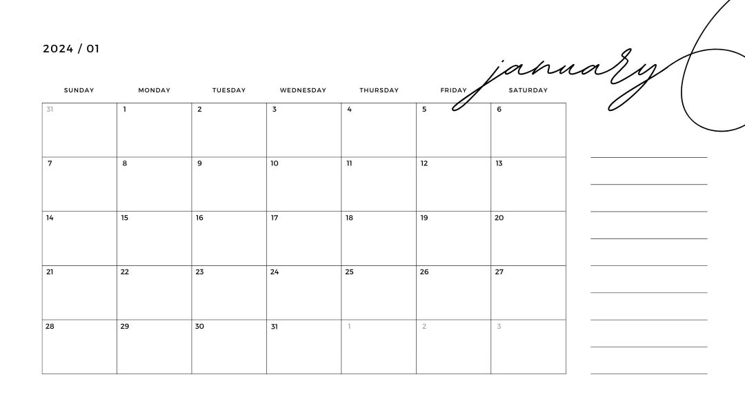 Black and White Minimalist 2024 Monthly Planner - Etsy