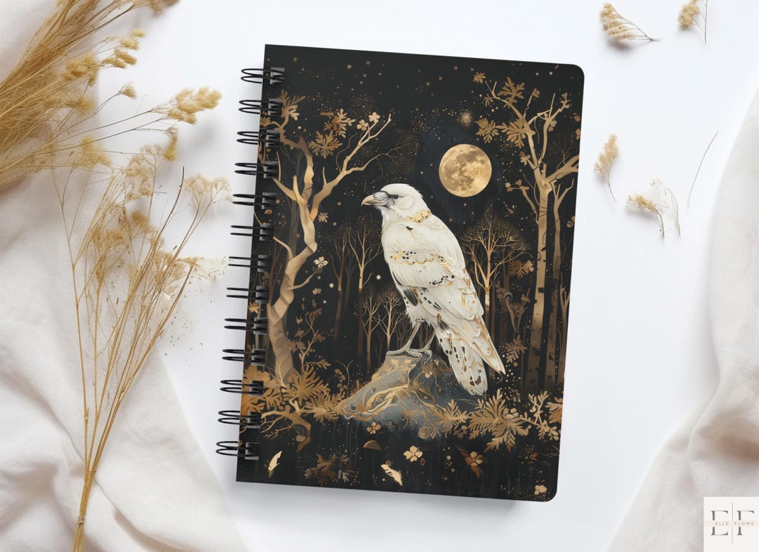 Whimsigoth Witchy Crow & Full Moon Notebook, Witchy Junk Notebook ...