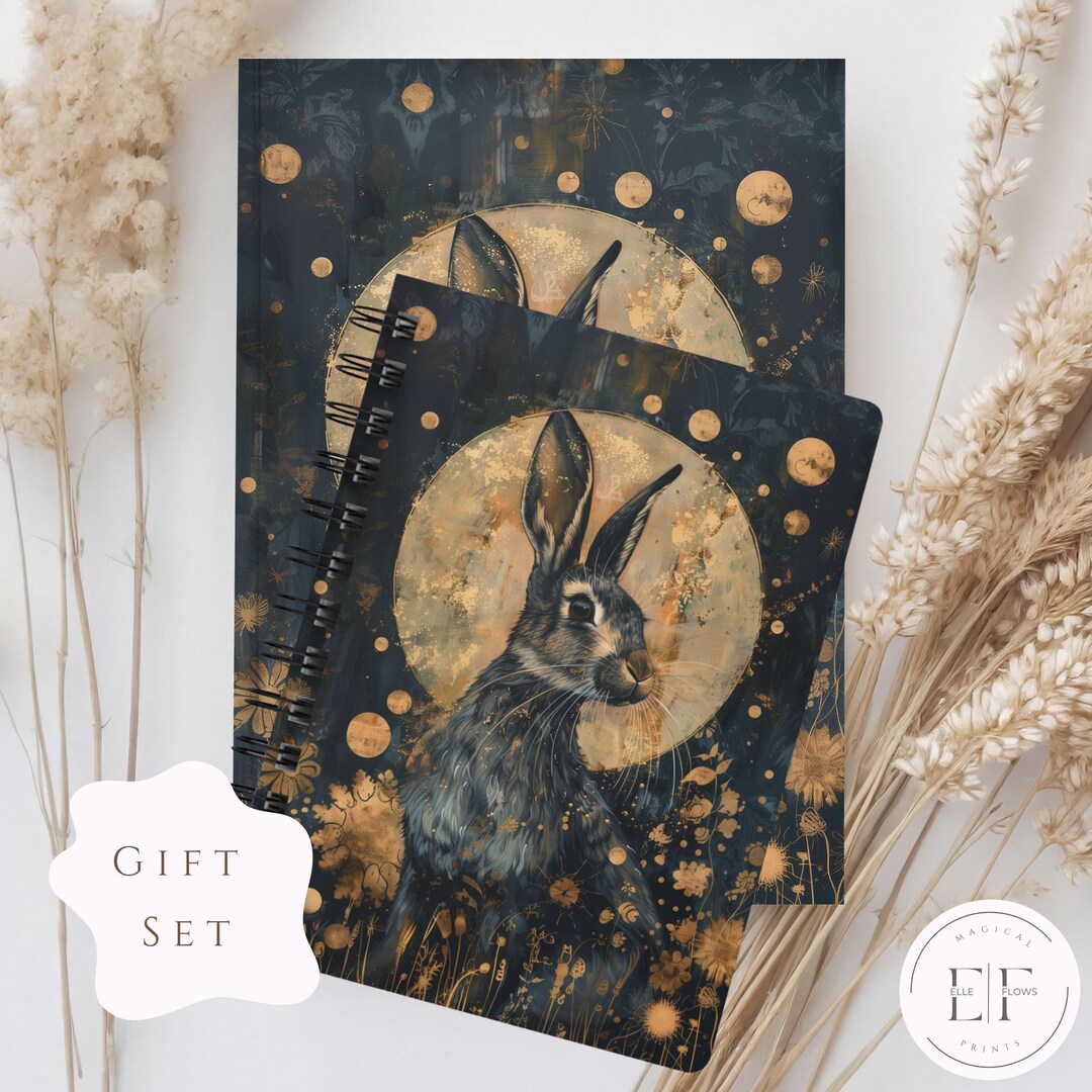 Bunny Journal Gift Set, Personalized Rabbit Notebook, Pretty Witchy ...