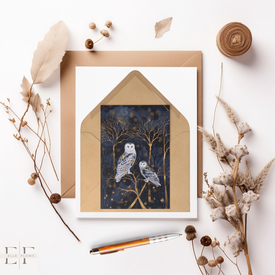 Whimsigoth Owls Cards With Craft Envelopes Dreamy Woodland Owl ...