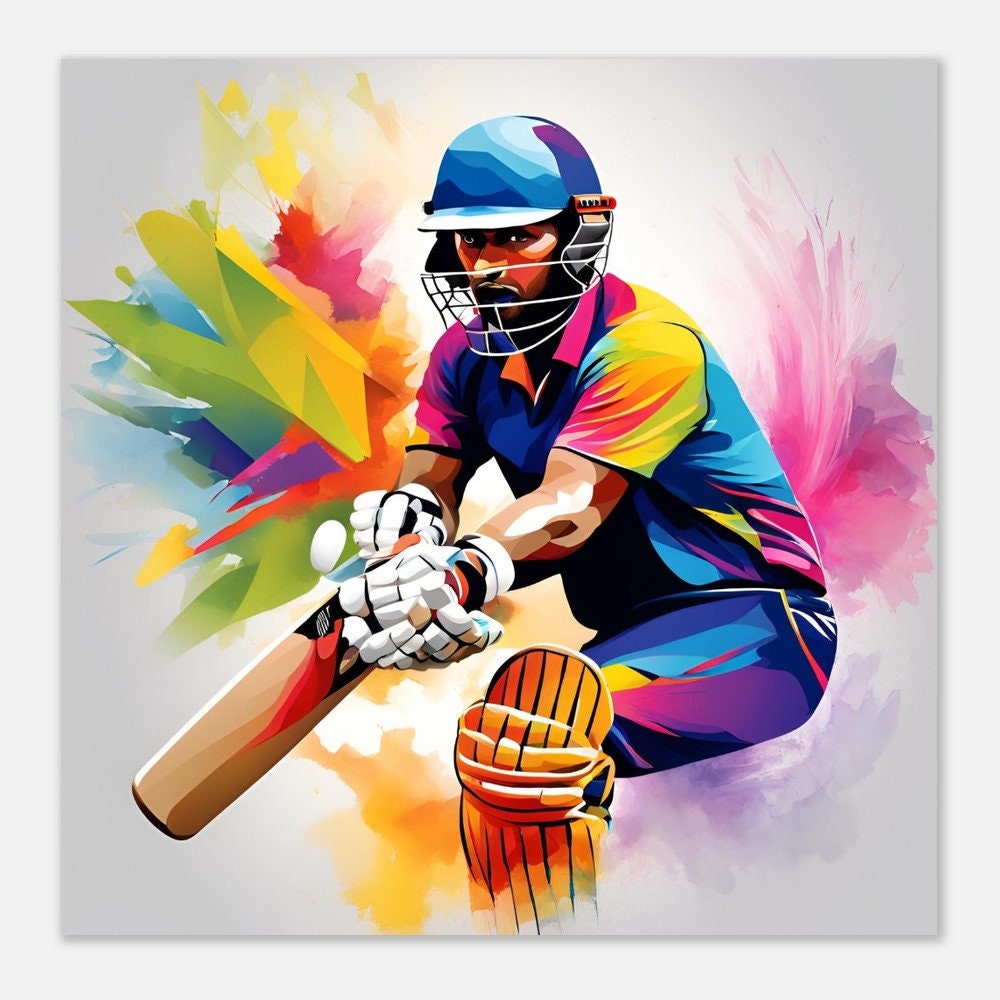 Dynamic Cricket Illustration Premium Matte Paper Poster 50 X 50 Cm - Etsy