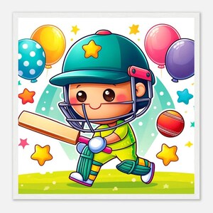 Adorable Cricket Hero Premium Matte Paper Wooden Framed Poster 50 X 50 ...